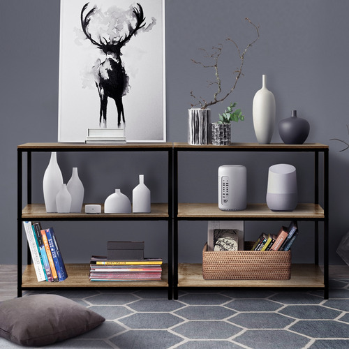 York street Rome 3 Tier Industrial Storage Bookshelf Temple Webster